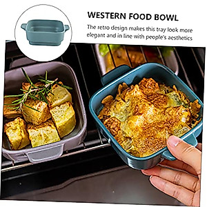 1pc Ceramic Bakeware Ceramic Bread Pan Square Cupcake Pans Ceramic Bread Loaf Pan Ceramic Cookie Sheet Porcelain Lasagna Plate Ceramic Tart Pan Rice Plate Rice Bowl Kitchen Supply/1533 (Color : Green