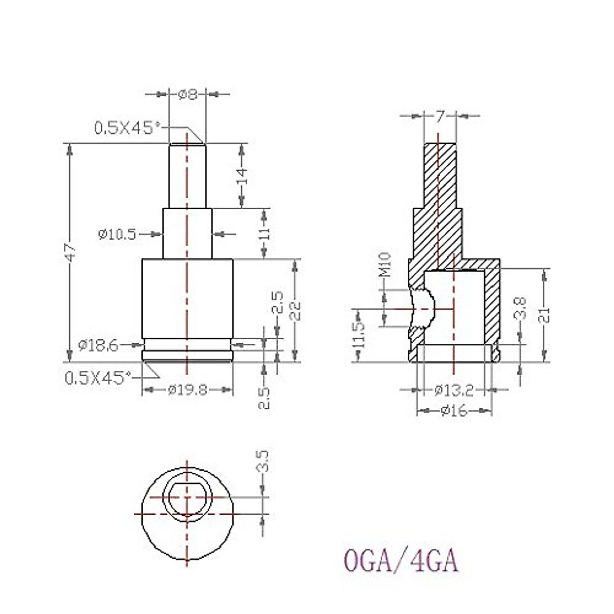 Voodoo Set Screw Power/Ground Wire Reducer Cable 1/0 to 4 AWG Gauge (2 Pack)