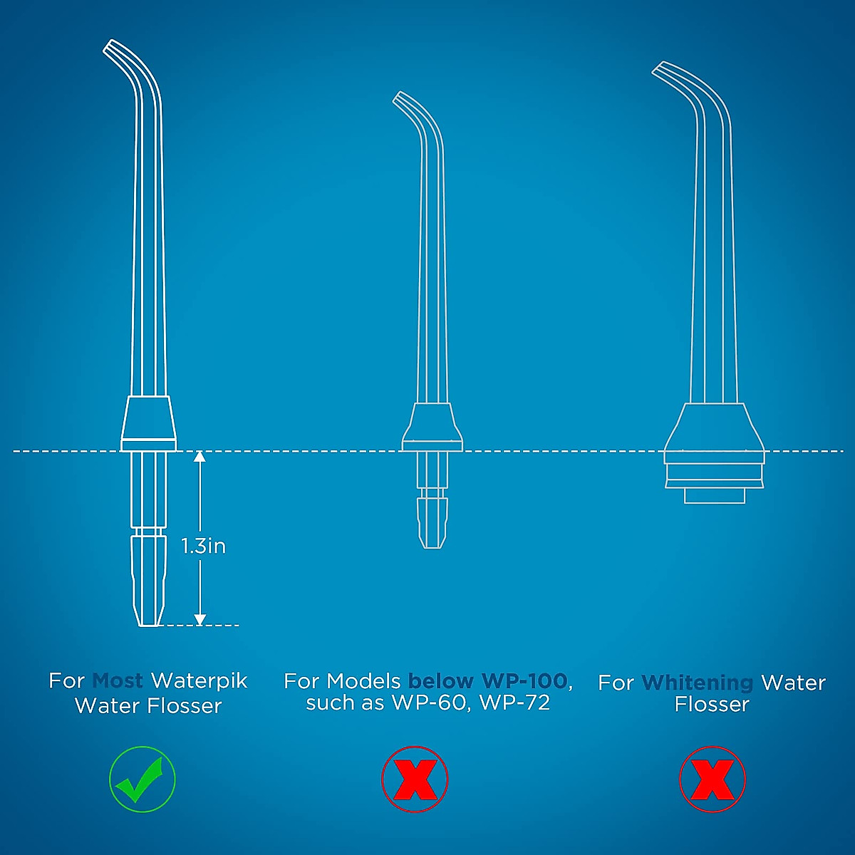 Replacement Heads for Waterpik Water Flosser (2 Classic Jet Tips & 2 Orthodontic Tips & 2 Plaque Seeker Tips)