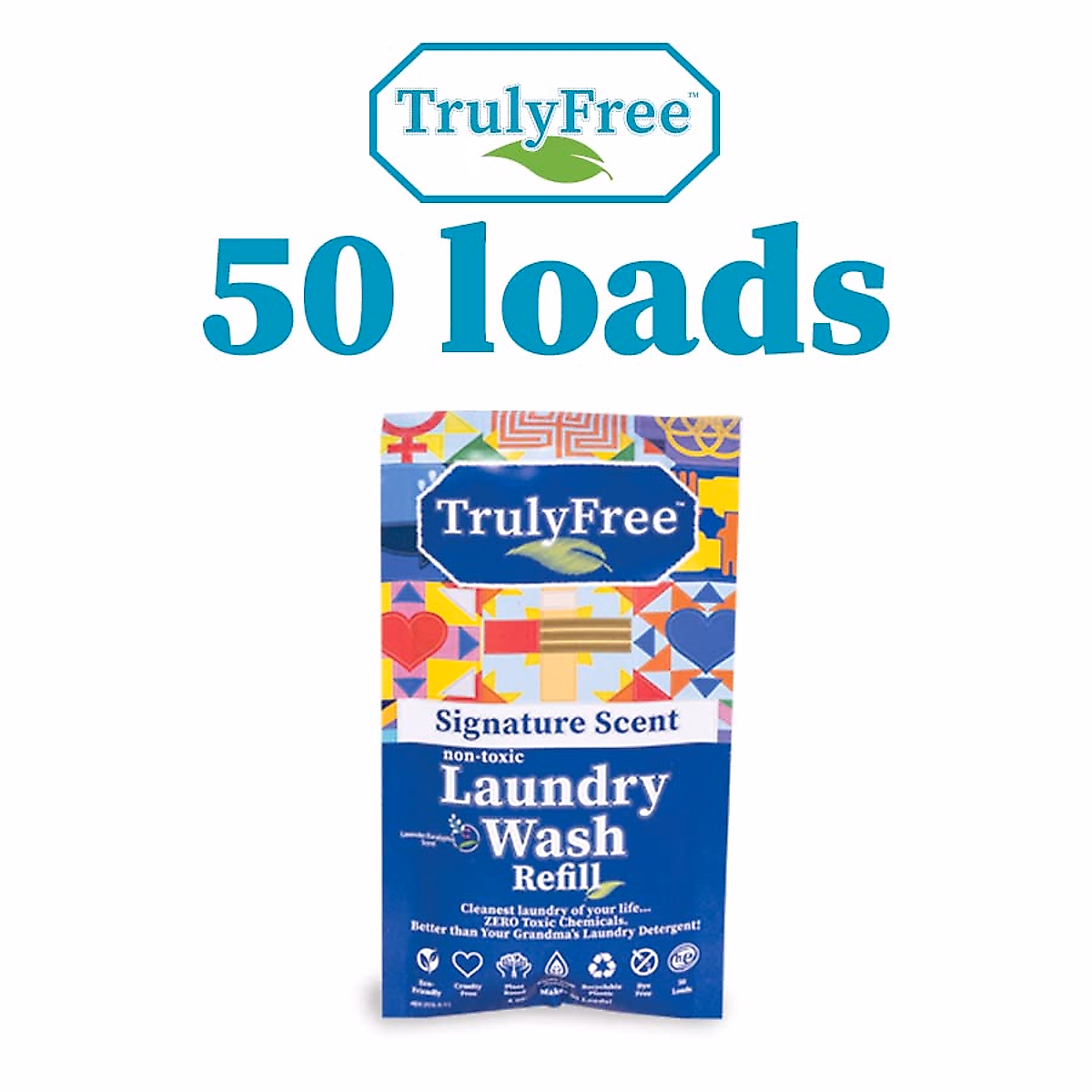 Truly Free Laundry Detergent for Sensitive Skin | Gentle & Safe for Baby Clothes | Plant-Based | Easy to Dissolve to Create a Liquid| Include 1 Refillable Bottle| Signature Scent (50 Loads)