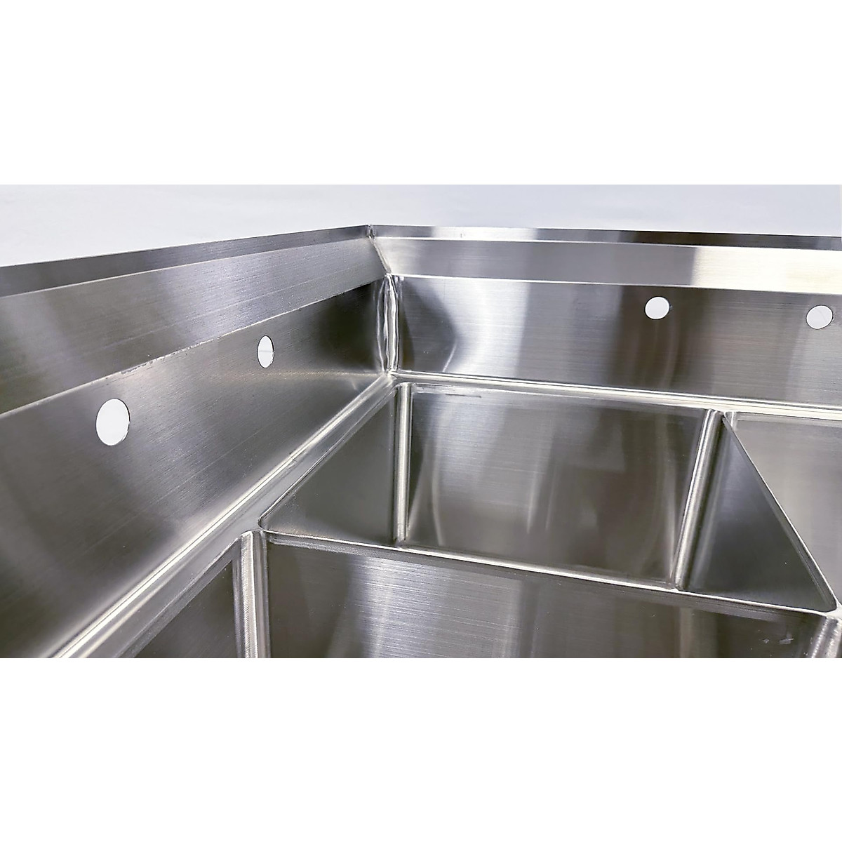 Commercial 3 Compartment Corner Sink, Stainless Steel Kitchen Restaurant ETL NSF