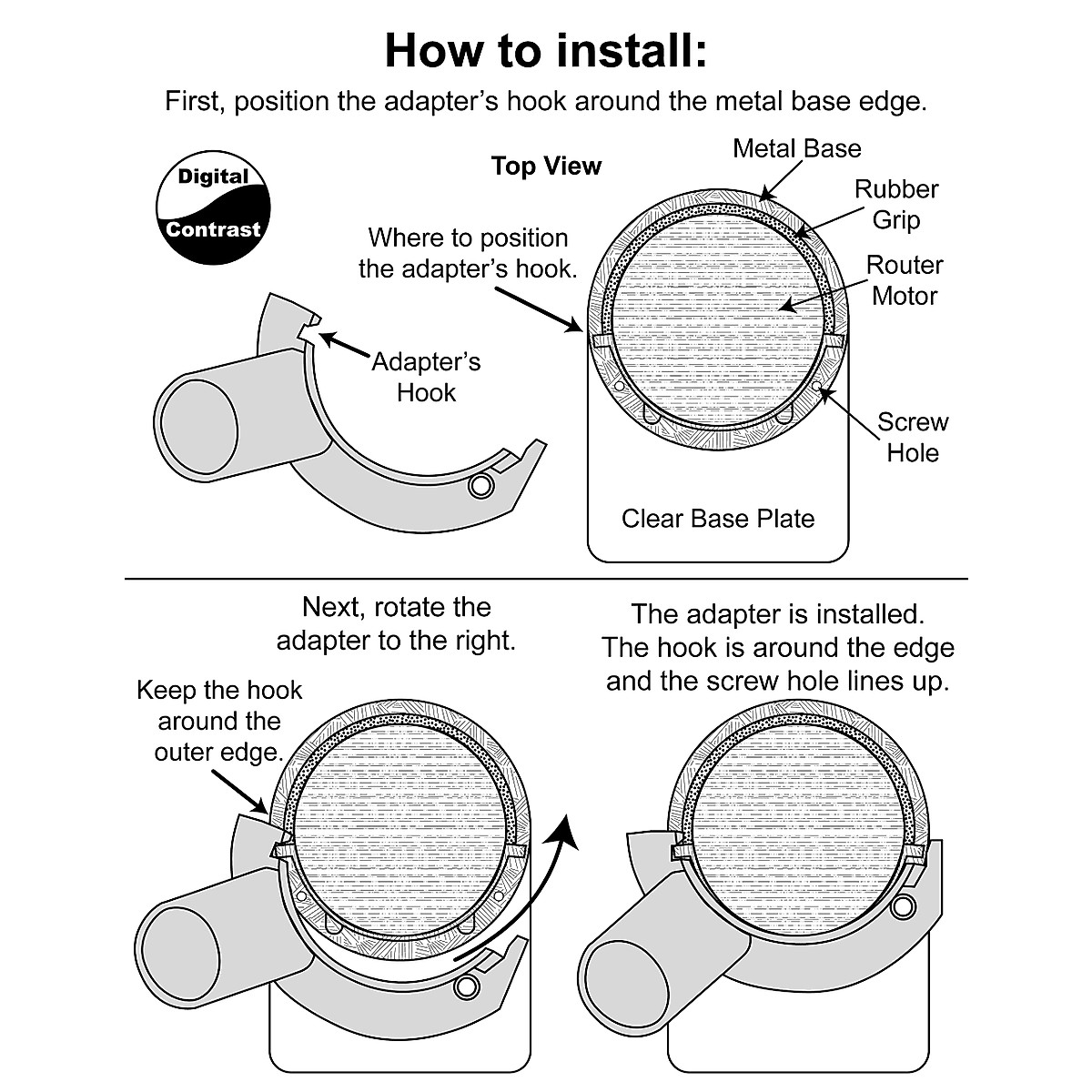 Trim Router Hose Adapter, Compatible with DeWalt DCW600 and DWP611 to Festool 27mm and 36mm Hose, Black