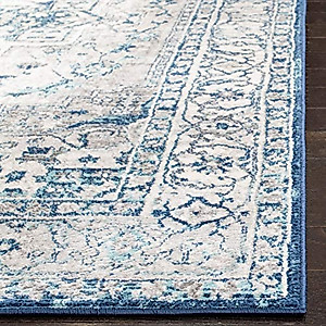 SAFAVIEH Brentwood Collection 2' x 8' Light Grey/Blue BNT851G Medallion Distressed Non-Shedding Living Room Entryway Foyer Hallway Bedroom Runner Rug