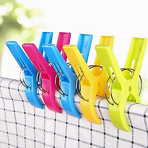 KTOJOY 4 Pack Beach Towel Clips, Plastic Large Clothes Clamps, Bright Colors(Yellow,Blue,Green,red), Chair Clips, Towel Holder