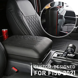ANMOSVO for F150 Center Console Cover 2021 2022 2023 2024 - TPE & Waterproof Armrest Pad Center Console Armrest Cushion for Ford F150 2021 2022 2023 2024 Interior Acessories