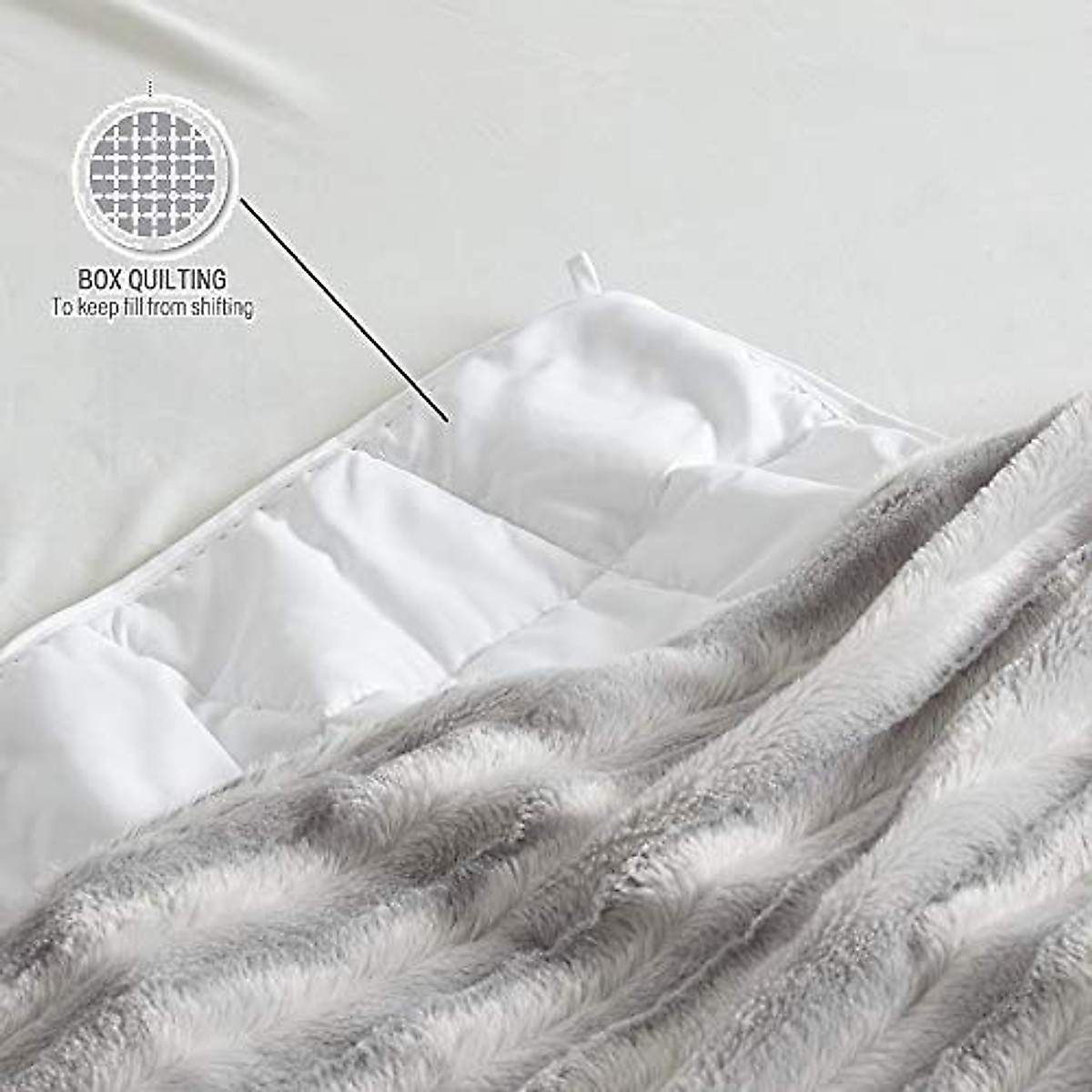 Beautyrest Duke Weighted Adult, Faux-Fur, Glass Beads Filling, and Removable Cover Calming Heavy Blankets, 60x70-18lbs, Grey