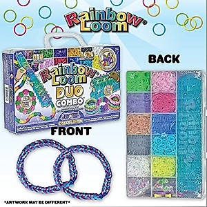 Rainbow Loom® Duo Combo with Jewel Rubber Bands Collection, Features 2 connectable to Make Longer and Wider Creations, an Organizer Case, Great Activity up to 4 People 7+
