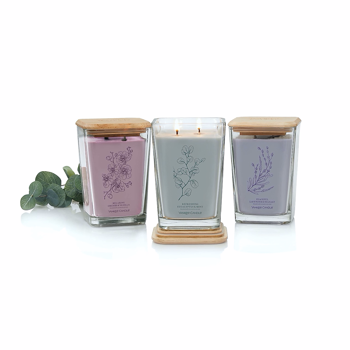 Yankee Candle Refreshing Eucalyptus & Mint Well Living Collection Large Square Candle, 19.5 oz.