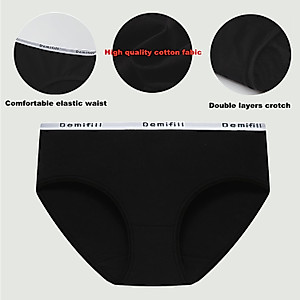 Demifill Teen Girls Underwear Cotton Briefs Panties for Teens Pack of 6 Size 14-16Years Black