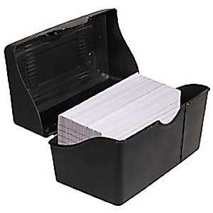 Advantus Stackable Flip Top 3 x 5 Index Card Holder, 300 Card Capacity Box, Black, 3.5 H x 5.5 L x 3 W Inches, 45001