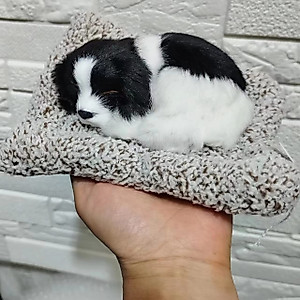 KKUSSOLL Realistic Dog Plush Small Sleeping Doggie Lying Border Collie German Shepherd Puppy Baby pup Ornaments can Absorb poisonlus Elements in air