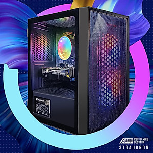 STGAubron Gaming PC, GeForce GTX 1660 Super 6G, Intel Core i3-10100F up to 4.3G, 16G DDR4, 1T SSD, WiFi, BT 5.0, RGB Fan x 3, RGB Mouse Pad, RGB BT Sound Bar, RGB BT Gaming Mic, Windows 11 Home