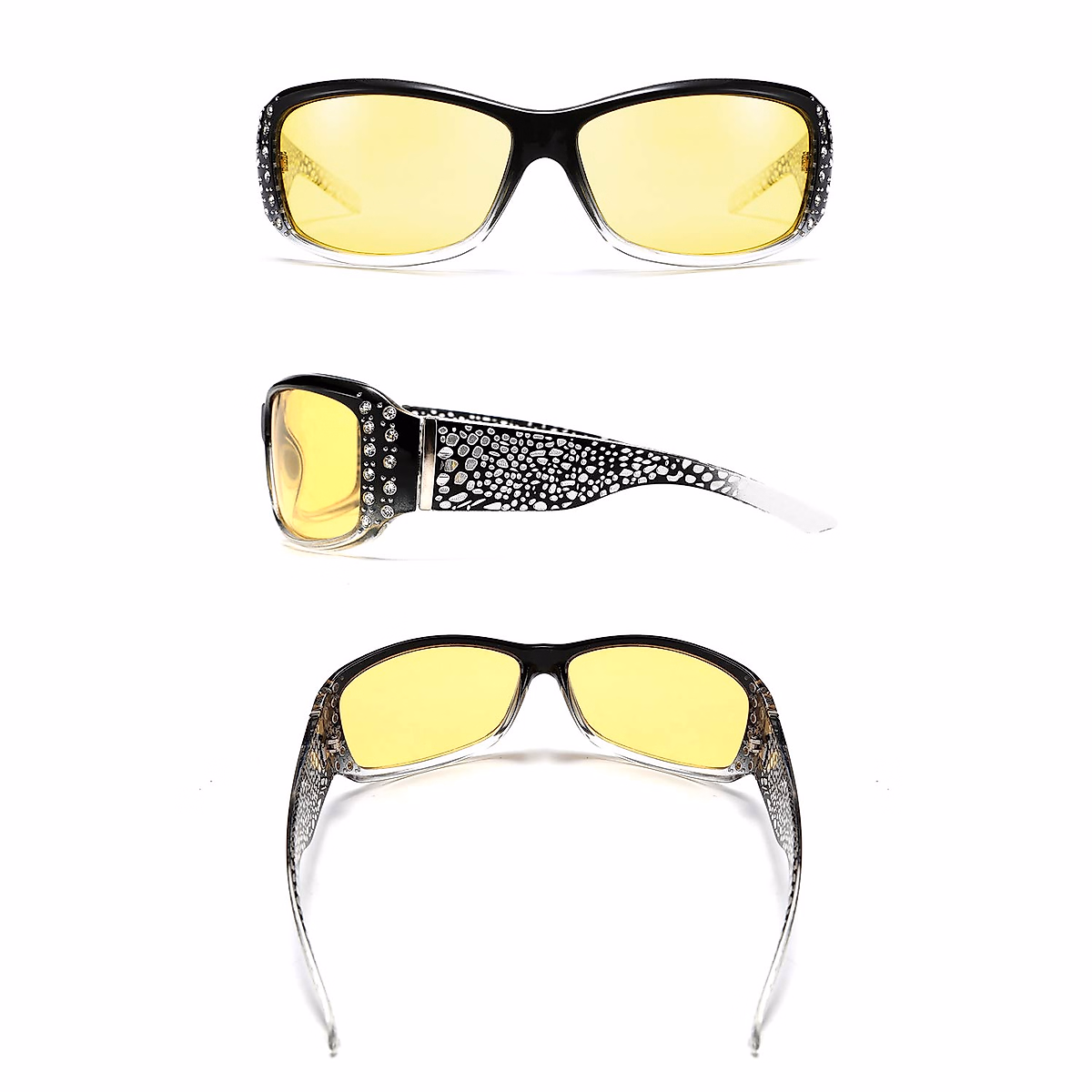 FEISEDY Women Yellow Sunglasses Wrap Around Anti Glare Driving Night Glasses B2547