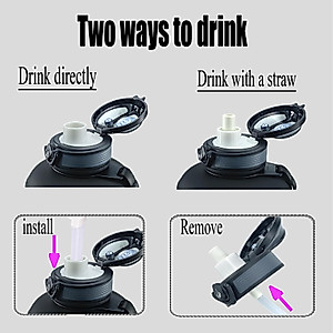 POPOACTI Sports Water Bottle, 63 Oz/1800mL, Leak Proof BPA Free Travel Outdoor For Men Women (Gradient_Black)