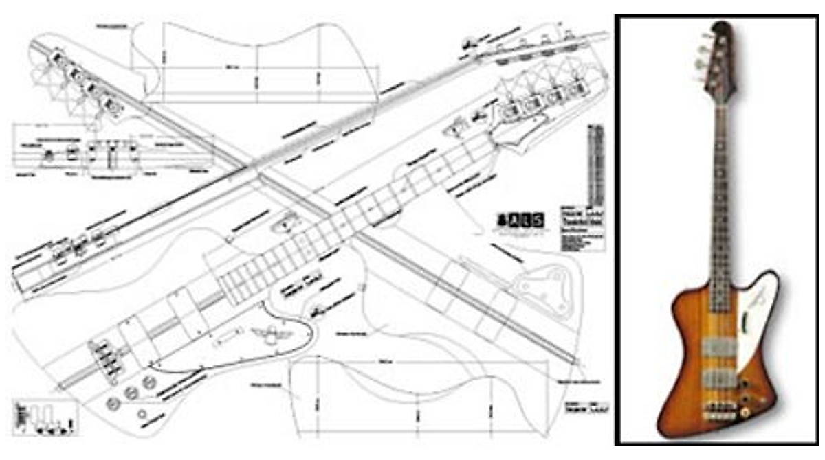 Thunderbird 4-String Bass Guitar Plan | Full Scale PDF Download