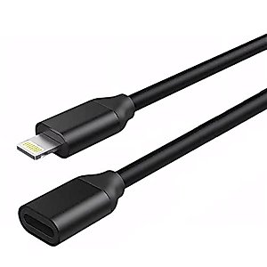 for iPhone Charger Extension Cable,6FT Lightning Extender Dock Cable Compatible with iPhone 14 Pro 13 Pro Max 12 11 X XR 8 7 6 Male to Female Cable Extension Adapter Cord Pass Video,Data,Audio (Black)