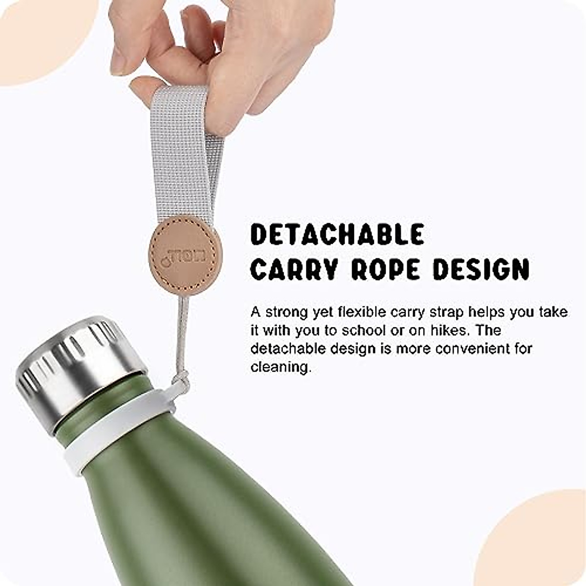 Mollcity Small Water Bottles for Kids -9 oz Stainless Steel Insulated Vacuum Water Bottle for School Metal Leak Proof Cola Shape Mini Water Bottle for Boys (Grass Green)