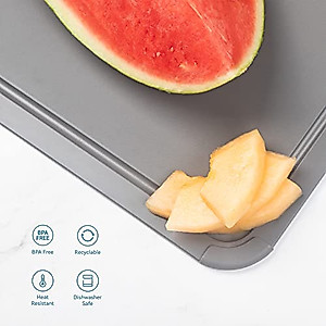 CompactStone Cutting Boards for Kitchen Plastic Cutting Board Set of 3 Dishwasher Safe Cutting Boards with Juice Grooves Thick Chopping Boards for Meat Veggies Fruits Easy Grip Handle Non-Slip