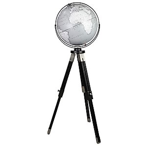Replogle Willston - Gray Globe with Black Metal Tripod Stand, Adjustable Height, Floor globe, Detailed, Up-to-Date Cartography(16"/40cm diameter)