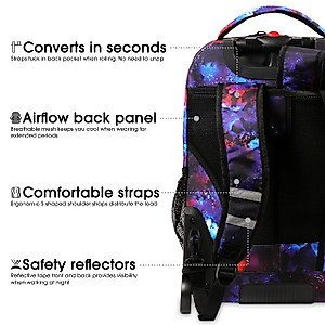 J World New York Sundance Rolling Backpack Roller Bookbag, Galaxy, 20 X 13 X 9 (H X W X D)