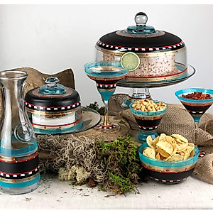 Golden Hill Studio Hand Painted Margarita Glasses Set of 2 - Moroccan Mosaic Chalk Collection - Painted Glassware by USA Artists - Decorative Margarita Glasses, Personalize with Chalk, Table Décor