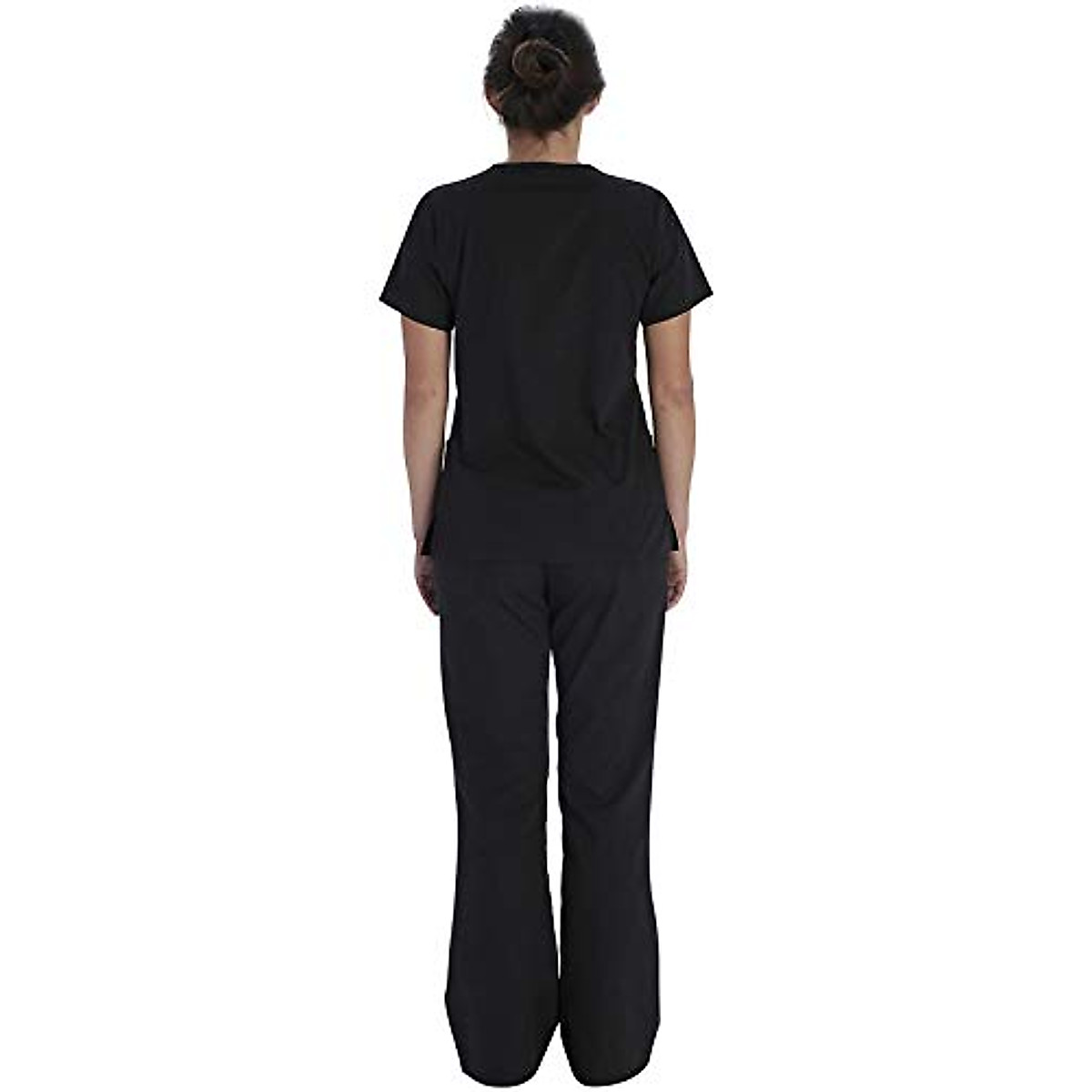 Vital Threads Womens Scrubs Set V-Neck Top & Drawstring Pant, VT514C, S, Black