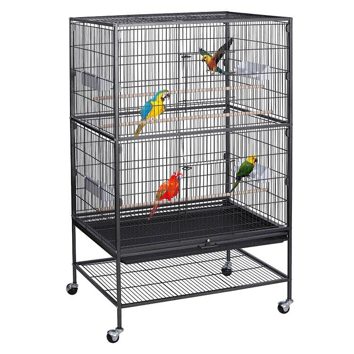 ZENY 52-Inch Bird Cage, Wrought Iron Standing Large Flight King Birdcage with Rolling Stand, Parakeet Parrot Cage for Large Birds Cockatiels African Grey Quaker Amazon Sun Pigeons