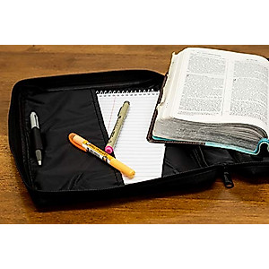 Black Bald Eagle Embroidered Polyester Bible Cover Case with Handle, X-Large