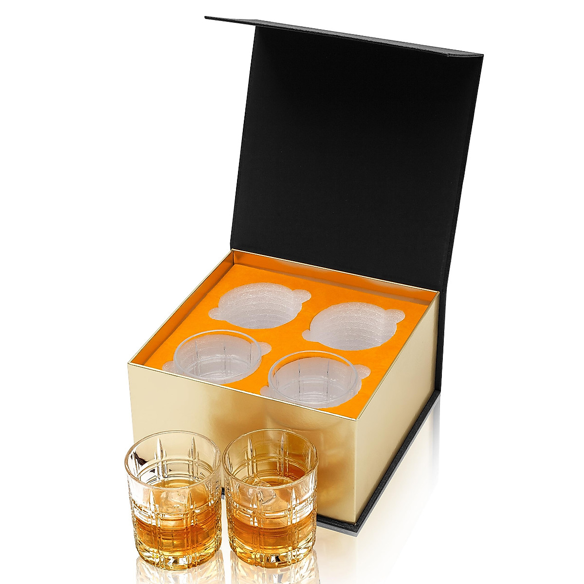KANARS Whiskey Glasses Set of 4, 10 Oz Crystal Old Fashioned Whisky Tumblers for Bourbon, Scotch, Irish Whisky, Cocktails and Vodka, Whiskey Gift for Men Women