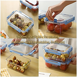 WHALEZZ 6 PCS Food Storage Containers with Lids (3 Lids & 3 Containers), Airtight Plastic Rectangle Container for Kitchen Storage Organization, Stackable Freezer Food Storage Container Set