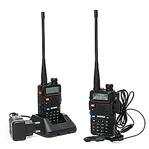 2 Pack Baofeng UV-5R Two Way Radio Ham Radio Handheld Rechargeable Long Range Portable Baofeng Walkie Talkie with 2 Pack 771 Antenna (Black)