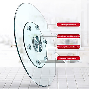Glass Lazy Susan Turntable Dining Table Transparent Round Turntable Tabletop Rotating Serving Tray (90cm/35.4in)