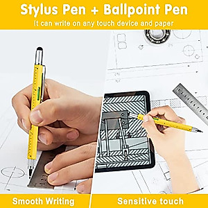 Valentines Day Gifts for Him Men - Multitool Pen With Stylus, Ruler, Level, Screwdriver Cool Gadgets for Men - Husband Boyfriend Mens Valentine's Day Fathers Day Birthday Gifts - Yellow