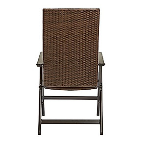 Greendale Home Fashions Outdoor Reclining Brown PE Wicker Folding Chair, Cast Slate