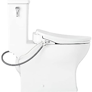 Signature Hardware 467007-B Carraway 1.28 GPF One Piece Elongated Chair Height Toilet with Left Hand Lever - Bidet Seat Included