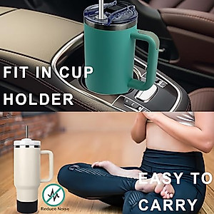 Sekirou 40 oz Tumbler with Handle and Straw Lid, Large Insulated Quencher Stainless Steel Metal Water Bottle, with Leak Proof Lid, Metal Straw and Flexible Straw Tip (A-Eucalyptus Green)