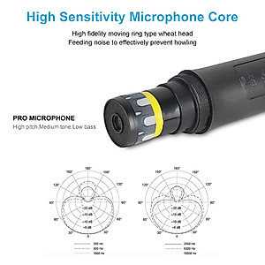 XTUGA S400 Wireless Microphone System, 4-Channel UHF Cordless Mic Set with Four Handheld Mics, Fixed Frequency, Long Range 260ft, Ideal for Church,Karaoke,Weddings, Events