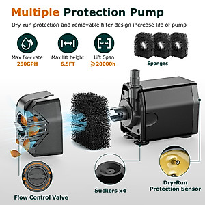 POPOSOAP Solar Water Fountain Pump, 20W Solar Powered Water Pump 320GPH Flow Adjustable, Solar Fountain Pump with 17Ft Cord Length for Ponds, Fish Tank, Wildlife Garden, Waterfall
