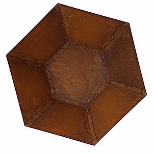 Sunnydaze Rustic Affinity 23-Inch Steel Raised Outdoor Fire Pit Kit with Oxidized Finish - Hexagon-Shaped