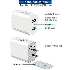 TOQI Spy Camera Wireless Hidden WiFi Camera with Remote Viewing, 2023 Newest Version 1080P HD Nanny Cam/Security Camera Indoor Video Recorder Motion Activated, Support iOS/Android, White, No Audio