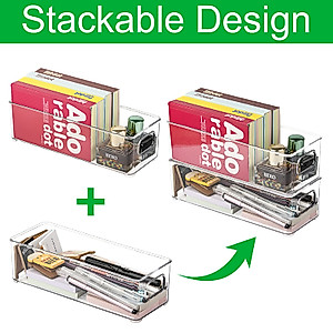 Tiawudi Plastic Storage Bins, Stackable Organizer Bins, Ideal Closet Organizer, Pantry Organization, Home Organization, Fridge Organizer, Cabinet Organizer, 8 Pack, Small