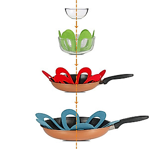 Felt Pan Separators, Set of 20 & 4 Different Sizes, Flower Glass Bowl Separators/Dish Separators Protectors/Pan Separator for Stacking and Protecting Glassware, Cookware and More