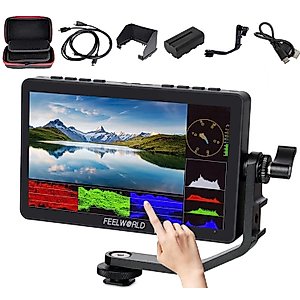 FEELWORLD F5 Pro V4+ Battery+ Charger+Carry Case 6 Inch Touchscreen Camera Field Monitor with 3D LUT F970 External Kit Install for Power Wireless Transmission Support 4K HDMI Input Output 5V Type-c