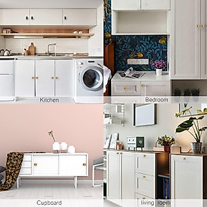 MOROBOR Adhesive Cabinet Knobs, 4pcs Self-Stick Instant Kitchen Cabinet Knobs Drawer Pulls Stainless Steel Drawer Knobs for Windows, Wardrobes, Cabinets, Drawers (Matter Gold)