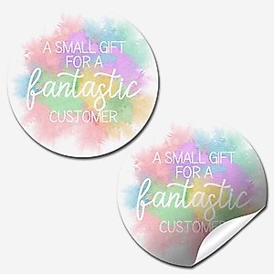 Small Gift for A Fantastic Customer Pastel Thank You Customer Appreciation Sticker Labels for Small Businesses, 60 1.5" Circle Stickers by AmandaCreation, for Envelopes, Postcards, Direct Mail, More!