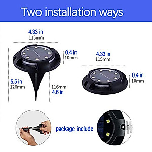 Raising Witt Solar Ground Lights Outdoor 8 Packs LED Disk Lights Solar Powered Waterproof In-ground Lights For Garden Deck Stair Step Lawn Patio Driveway Walkway Pathway Yard decoration (White + Blue)