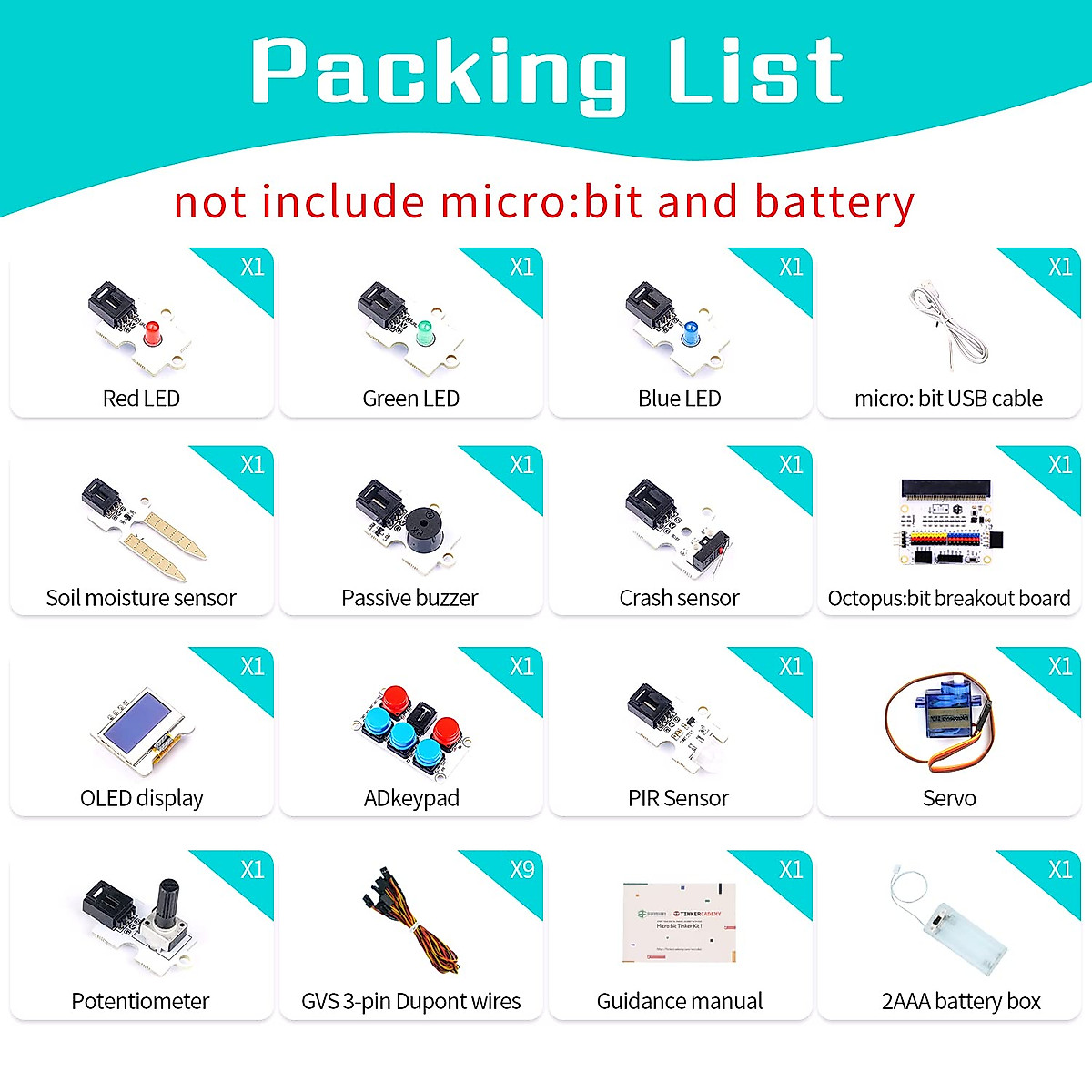 ELECFREAKS microbit Tinker Kit for Kid Micro:bit Sensor Starter Kit with 35 Projects, DIY Programming STEM kit with Basic Coding Electronics Modules and Wiki Tutorial(Without Micro:bit)