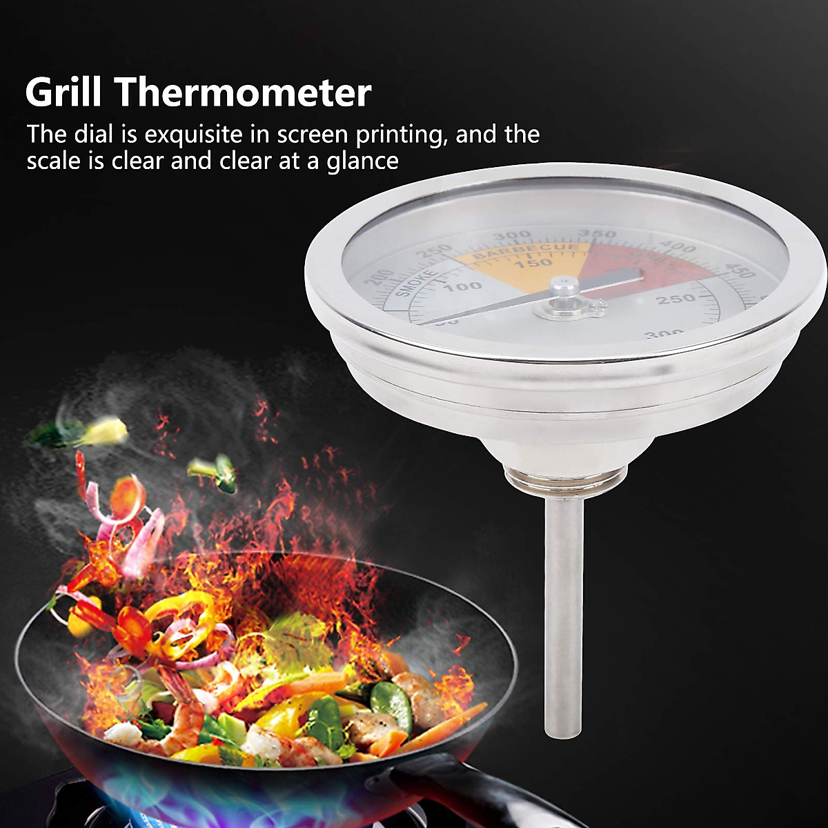 Candy/Deep Fry Thermometer, Cooking Pointer Thermometer Kitchen Thermometer 0‑300℃ 1/2in NPT Stainless Steel for