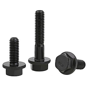 5Pcs M6 x 12mm - Full-Thread Hex Flange Screws (Frame Bolts) Flanged Hex Head Bolts Grade 10.9 High Tensile Steel (5Pcs, M6 x 12mm - Full-Thread)