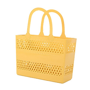 Qianly Shower Caddy Basket Shower Caddy Tote with Handles Storage Tote Drainage Shower Organizer Box for Beach Dorm Bathroom Pantry, Yellow